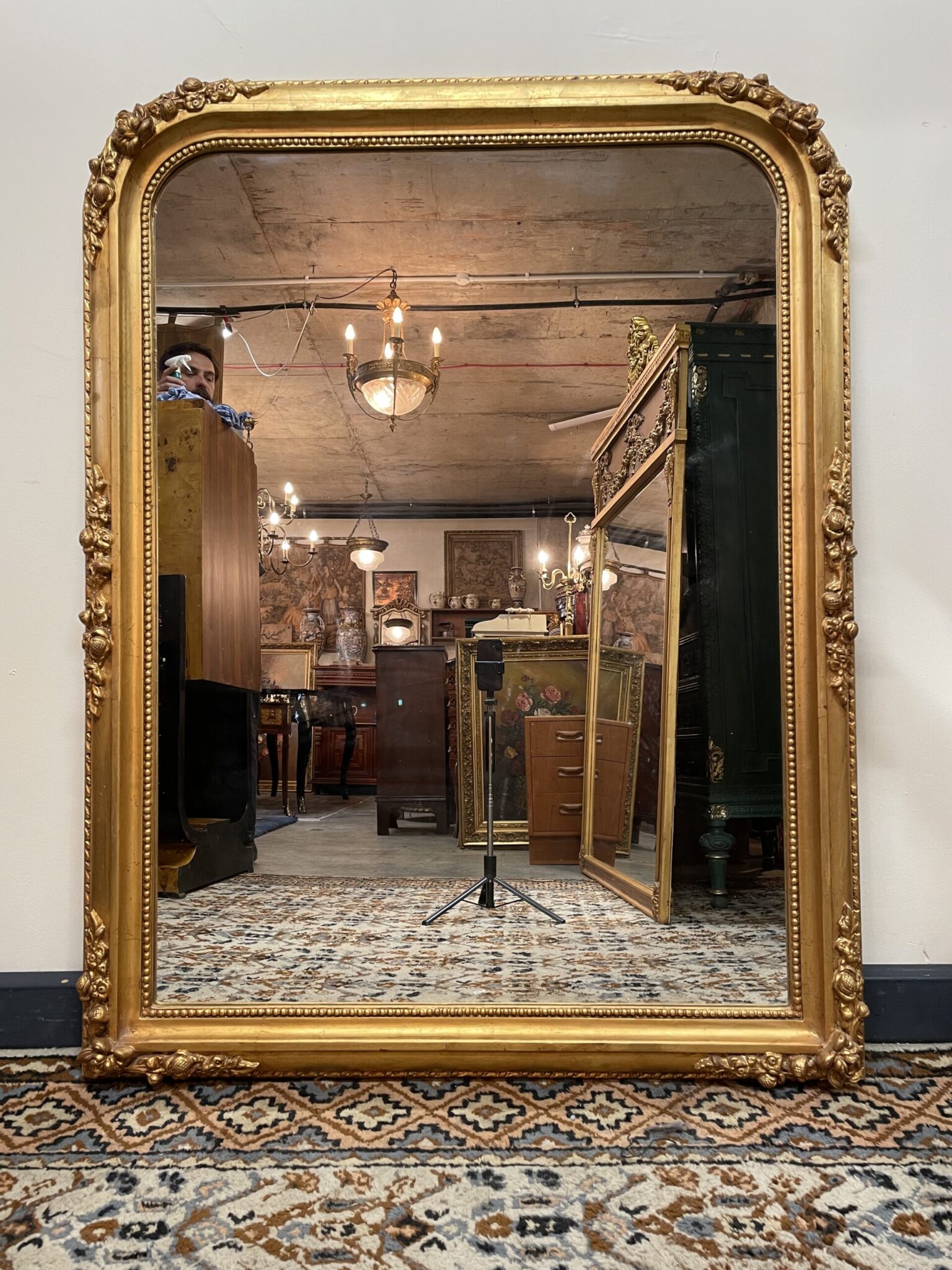 Louis Philippe Gilt Wood Overmantle Mirror - Vintage Dublin